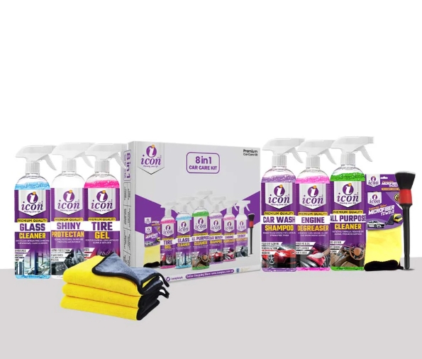 8 In 1 Premium Car Care Kit for car by Icon Plus | FameWheels Auto Store